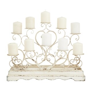 Metal Scroll Pillar 10 Plate Candelabra - White - Roche River Decor ...