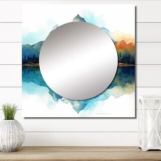 Designart "Calming Mountain Riverside III" Mountains Wall Mirror ...