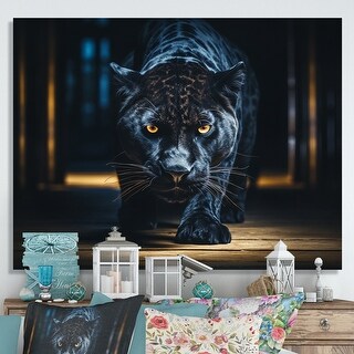 Designart "Glorious Black Panther Hunting Wild Nature" Animals Panther ...