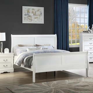 White Full Size Solid Wood Panel Sleigh Bed - Bed Bath & Beyond - 37568386