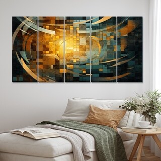 Designart "Gold and Black Cubist Visions IV" Cubism Multipanel Canvas ...