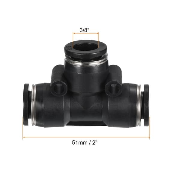 10Pcs Tee 1/4" Push to Connect Pneumatic Air Line Fitting Black - Bed ...