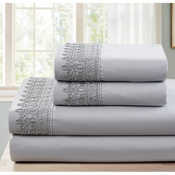 SL SPIRIT LINEN HOME EST. 1988 Lace Sheet Set - Double Brushed ...