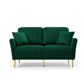 2-Seater Channel Sofa Couch Tufted Back Loveseat Daybed, Green - Bed ...