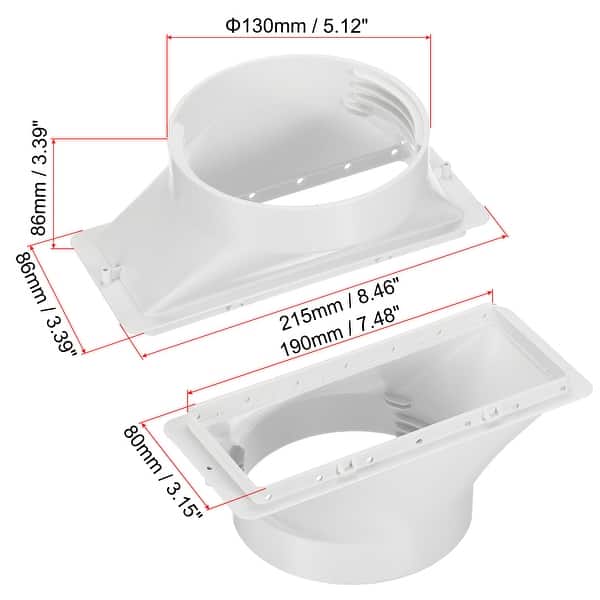 Exhaust Hose Coupler 5.1" Dia Portable Air Conditioner Tube Rectangle ...