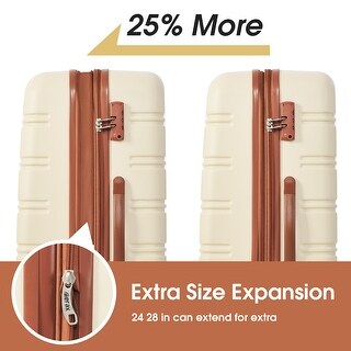 Brown+White Luggage Trunk Sets 4-Piece (16/20/24/28)" Expandable ...