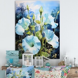 Designart "Blue Morning Glory Dewy Blooms III" Morning Glory Wall Décor ...