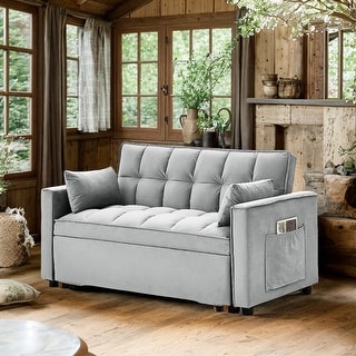 Modern Velvet Convertible Sleeper Sofa Bed Small Love Seat Sofa Bed