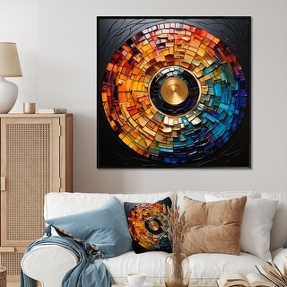 Designart "Colorful Vinyl Record Vinyl Mosaic II" Vinyl Records Framed ...