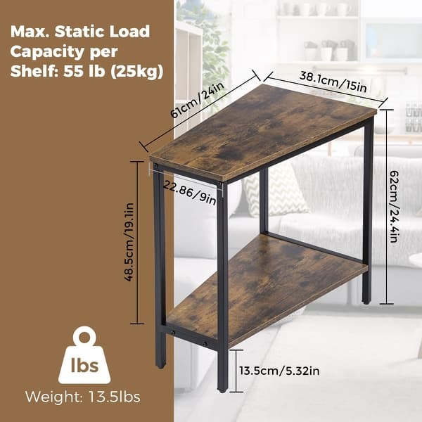 Wedge End Table - Narrow Triangle End Table - Recliner Table with ...