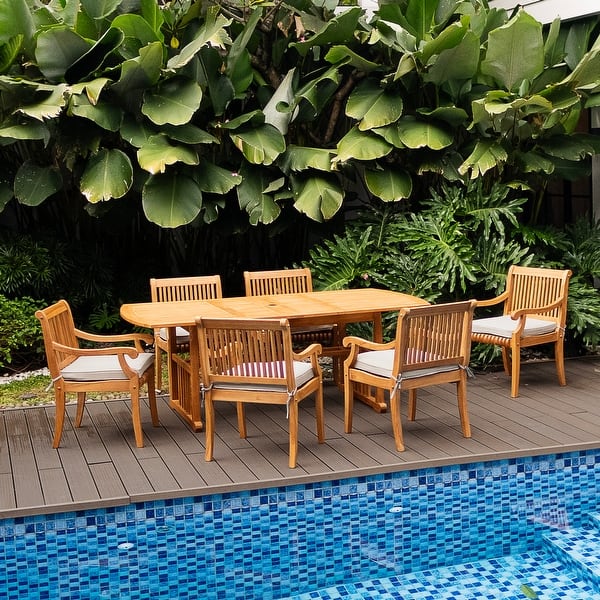 Cambridge Casual Aspen 7-piece Teak Patio Dining Set with Cushion - Bed Bath & Beyond - 42587539