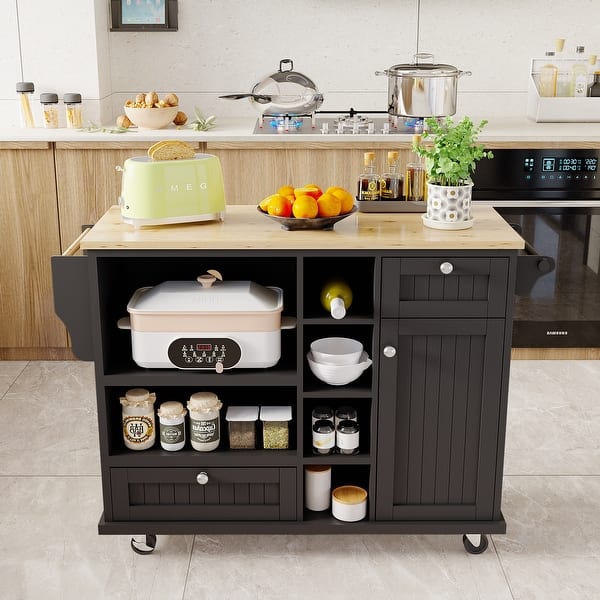 Kitchen Island Cart with Storage Cabinet and Two Locking Wheels - Bed ...