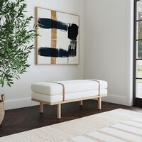 HomePop upholstered Bench with Wood Base - Bed Bath & Beyond - 38412716