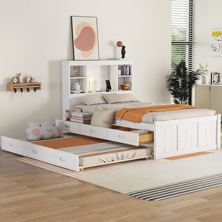 Multifunctional Twin Single Platform Bed with Storage Headboard - Bed ...
