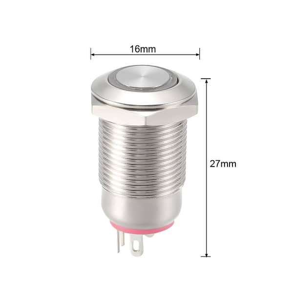 Latching Metal Push Button Switch 12mm Mounting Dia 1NO 3-6V LED Light ...
