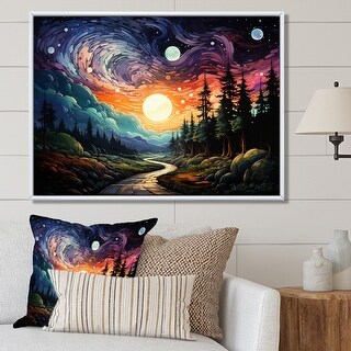 Designart "Colorful Northernlights Road To Infinity II" Landscapes ...