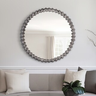 Sagebrook Home Modern Metal Ring Texture Mirror, Brushed Nickel Finish ...