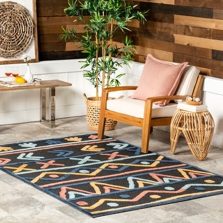 Brooklyn Rug Co Ines Bohemian Lined Indoor/Outdoor Area Rug - Bed Bath ...