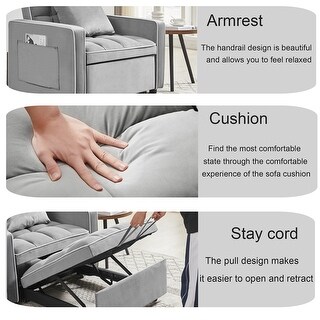 Convertible Ottomans Sleeper Sofa Gray Tufted Roller Single Sofa Bed ...