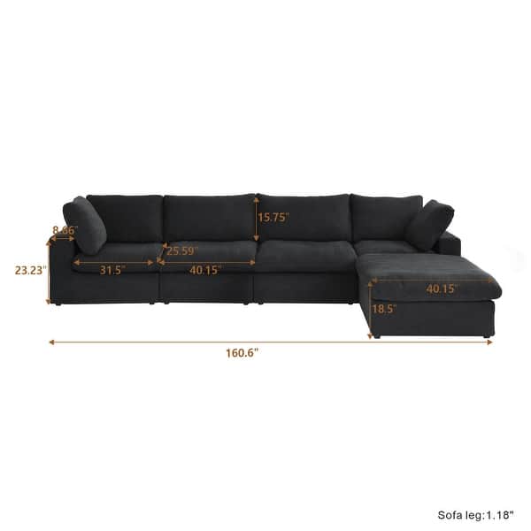 L Shape Couches for Living Room, Modern Modular Convertible Sectional ...