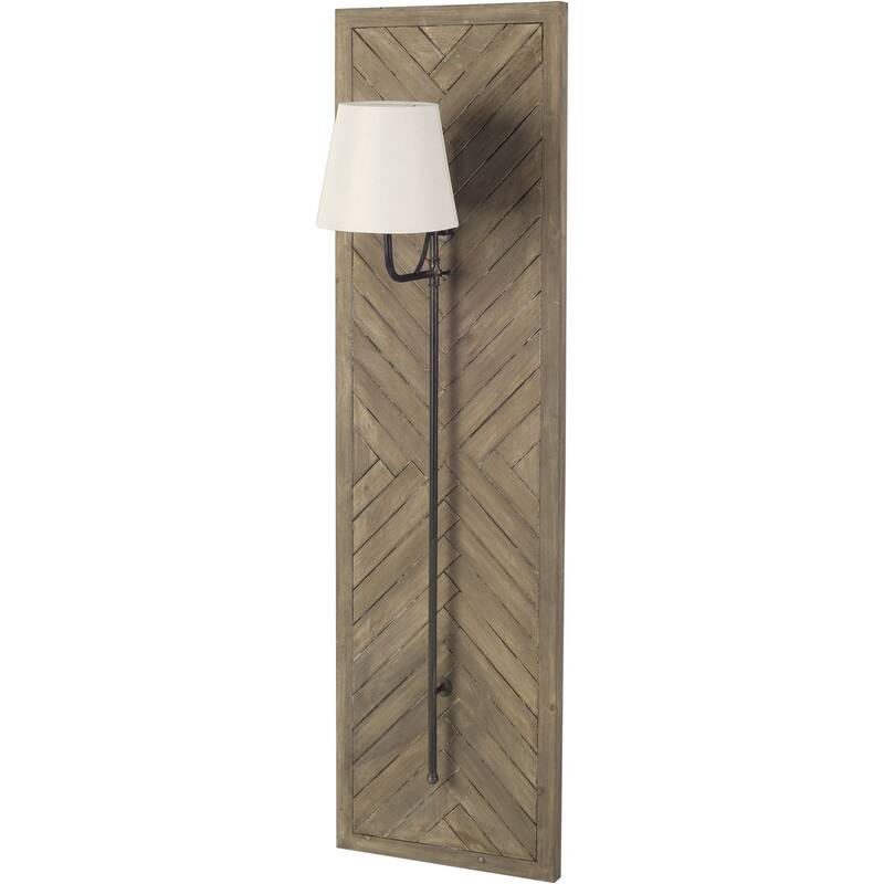 Vector Brown Solid Wood With White Shade Rectangular Wall Sconce (53" x ...