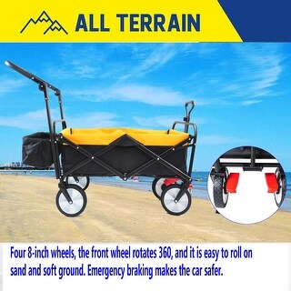 Red Collapsible Wagon Heavy Duty Folding Utility Wagon Garden Portable ...