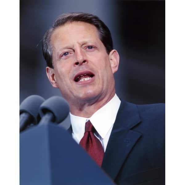 Al Gore Delivering a Speech wearing a Black Suit and A Red Tie Photo ...