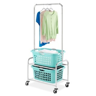 Whitmor Commercial Rolling Laundry Butler with Wire Storage Rack ...