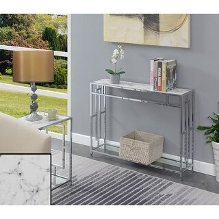 Town Square Chrome Console Table, Faux White Marble/Chrome Frame - Bed ...