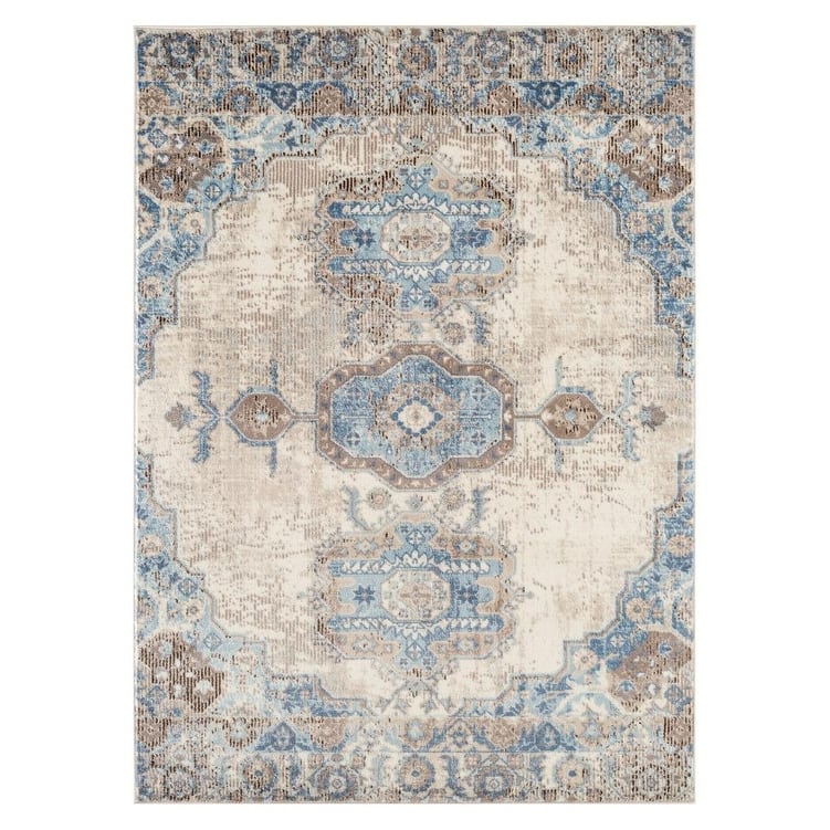 7060 Distressed Ivory 5 x 7 Area Rug - 5' x 7' - Overstock - 28068367
