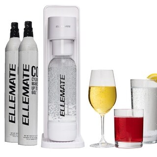Ellemate Iconic Carbonated Drink Maker with 2 CO2 Cartridges; Fizz Soda, Water, Wine, Juice ...