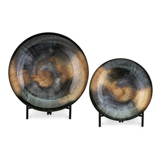 IMAX Home 83927-2 Acotas Glass Decorative Plates with Stands - Set of ...