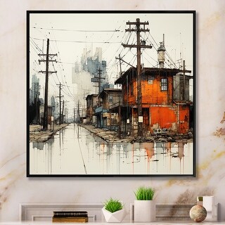 Designart "Analytic Drawing Of A Power Lines In City" Power Lines ...