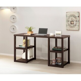 60" Wide Desk with 4 Open Storage Compartments in Cappuccino - Bed Bath ...