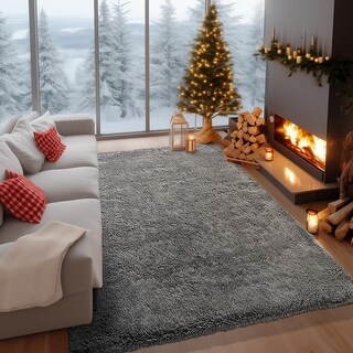 Area Rugs for Bedroom Living Room, 4x6 Grey Fluffy Soft Bedside Rug - 4 ...