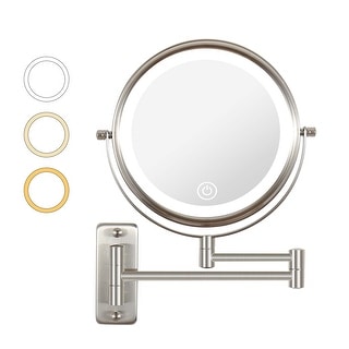 3 Color Lighted Magnifying Mirror 10X Wall Mounted Makeup Mirror 8 In ...
