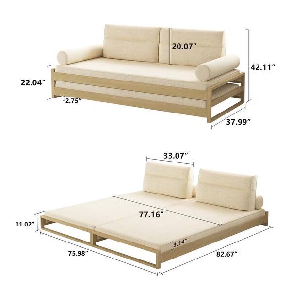 Convertible sofa bed comfortable stackable sofa bed, cotton-linen ...