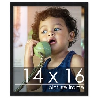 14x16 Contemporary Black Wood Picture Frame - UV Acrylic, Foam Board ...