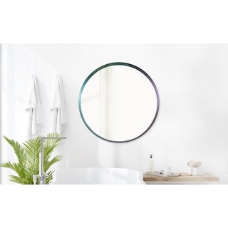 MacLuu Iridescent Stainless Steel Round Wall Mirror - 20" x 20" - Bed ...
