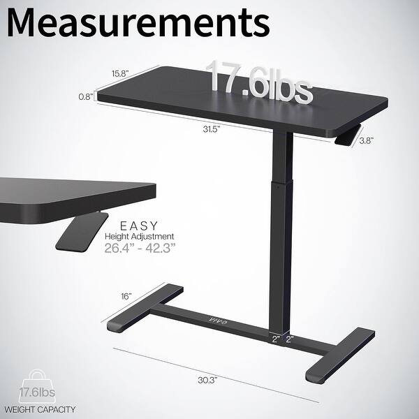 32x16 inch Adjustable Over Couch Laptop Table for Bed or Recliner ...