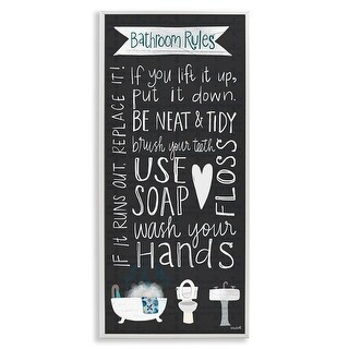 Bathroom Rules Sign Whimsical Tub Toilet Sink Framed Wall Art - Bed ...
