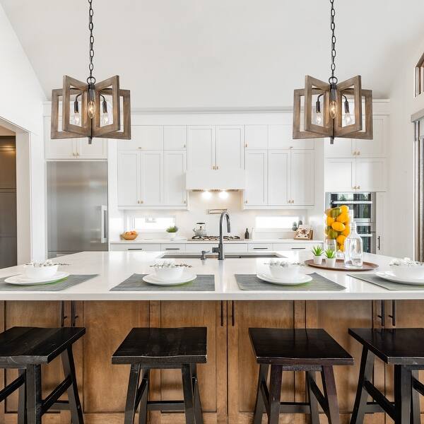 Kira Solid Wood 14'' Pendant Light Farmhouse Rustic Entryway Chandelier ...