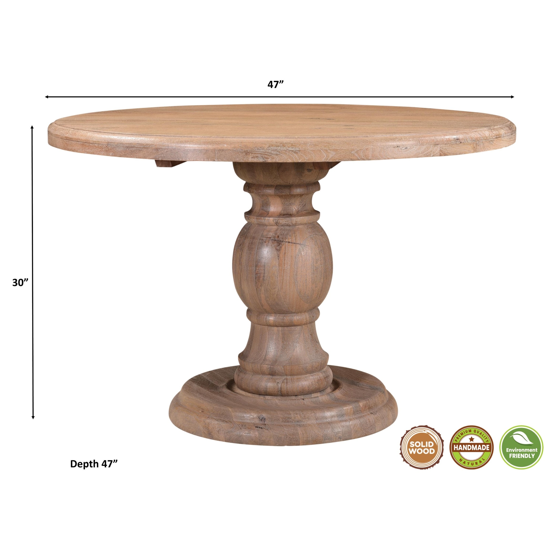 Caden Round Wood Pedestal Dining Table