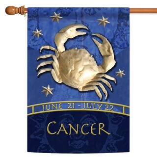 Blue and Gold Cancer Zodiac Outdoor House Flag 40" x 28" - Bed Bath ...
