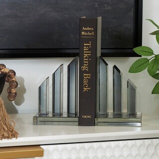 Silver Crystal Pyramid Geometric Decorative Bookends (Set of 2) - Bed ...