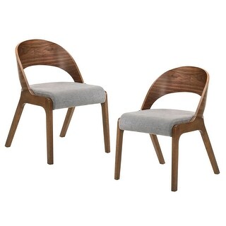 Modrest Runyon Modern Walnut & Grey Fabric Dining Chair (Set of 2 ...