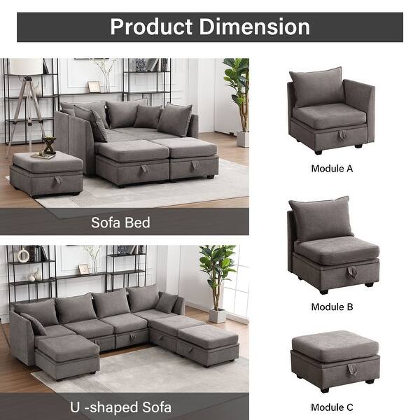 Mid-Century Modern Sofa Set Modular Sectional Sofa Couch Set ...