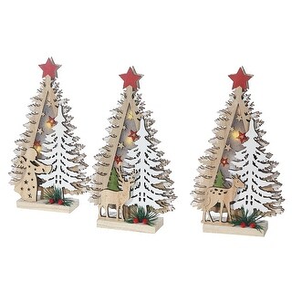 Led Wooden Christmas Tree Stand - Set of 3 - Multi - Bed Bath & Beyond ...
