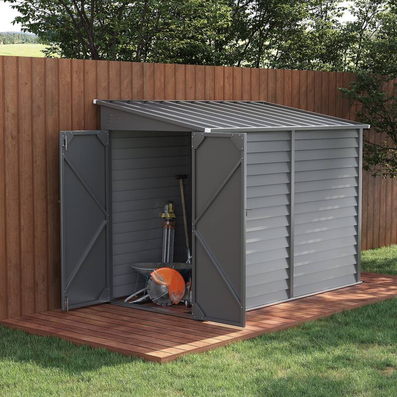 Outsunny 5' x 9' Steel Outdoor Storage Shed, Lean to Shed, Metal Tool ...