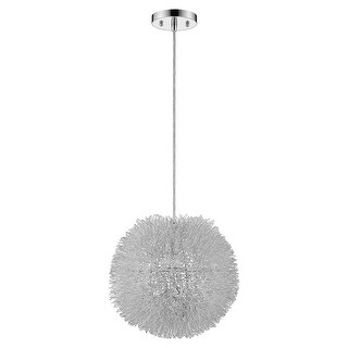 Luminary 1-Light Metallic Silver Pendant With Hand Woven Aluminum Wire ...